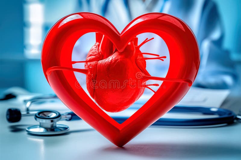 Heart-shaped Lamp Brightening Cardiologist S Desk Stock Illustration ...