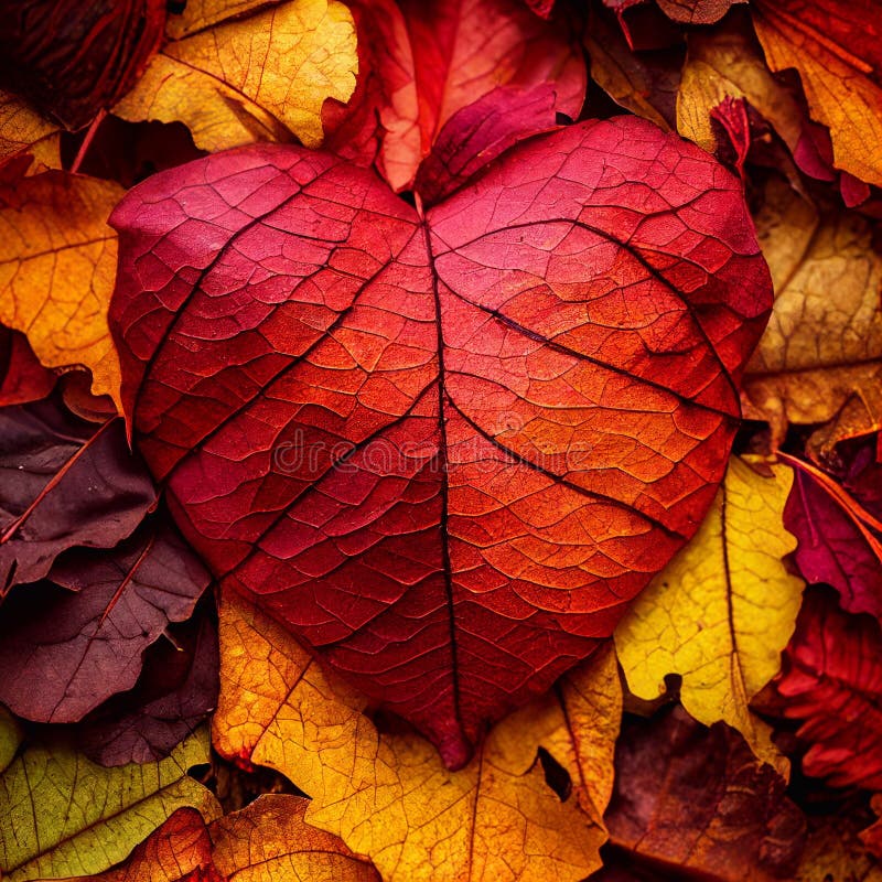 Heart Shaped Leaf in an Autumn Leaves Background. Stock Illustration ... Heart Shaped Leaf in an Autumn Leaves Background. Stock Illustration ...