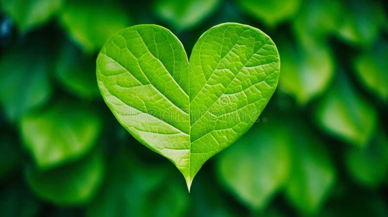 Heart Shaped Leaf on Green Leaves Background. Eco Love Concept Stock ...