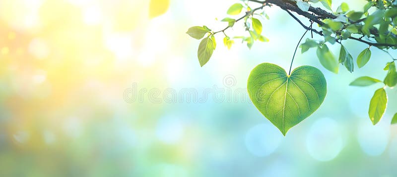 Heart Shaped Leaf Hanging from Branch Spring Nature Stock Illustration ...