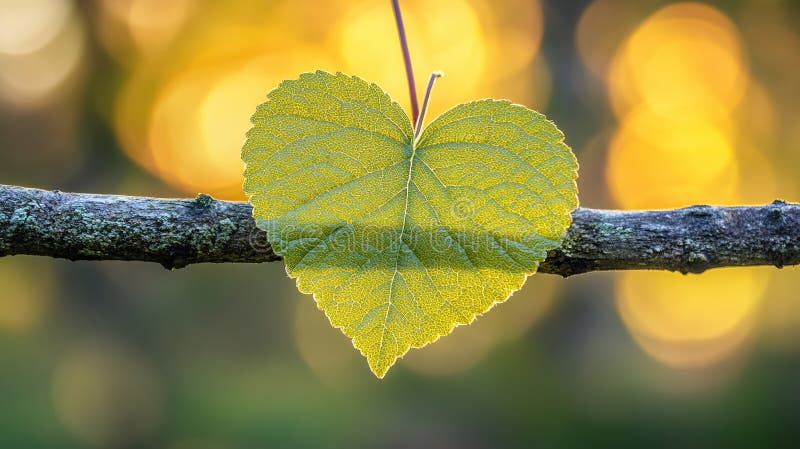 Heart-shaped Leaf Sunset Forest Nature Photography Stock Illustration ...