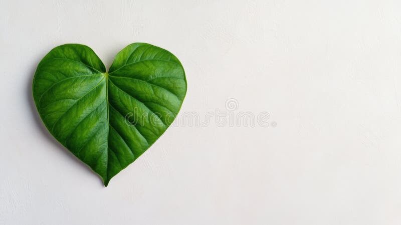 A Heart Shaped Leaf on a White Wall with Copy Space, AI Stock Photo ...