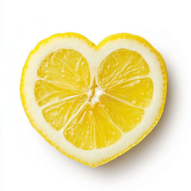 Heart-Shaped Lemon Slice on White Background Stock Illustration ...