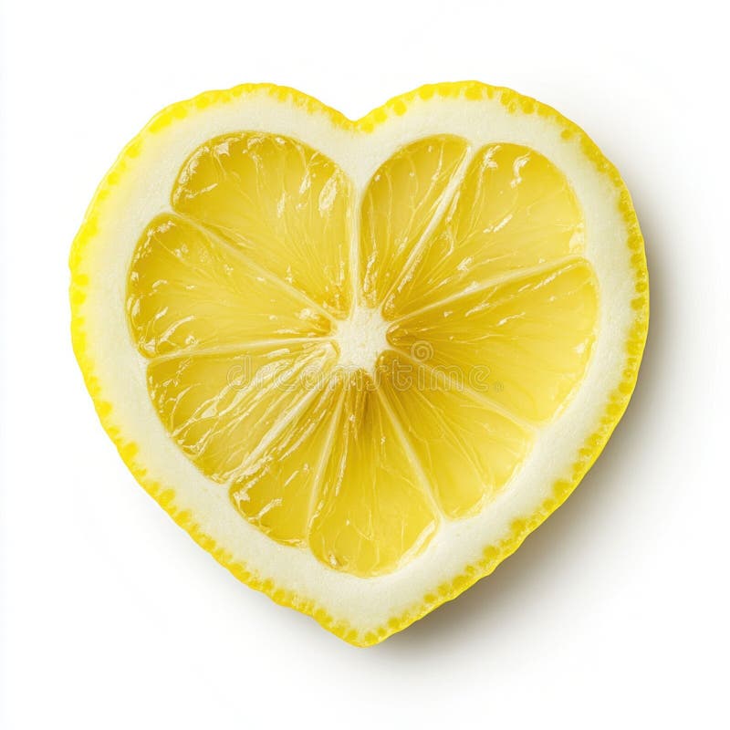 Heart-Shaped Lemon Slice on White Background Stock Illustration ...