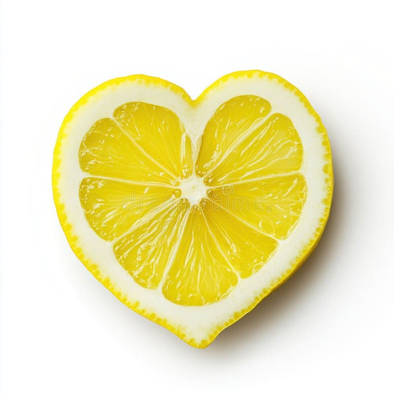 Heart-Shaped Lemon Slice on White Background Stock Illustration ...