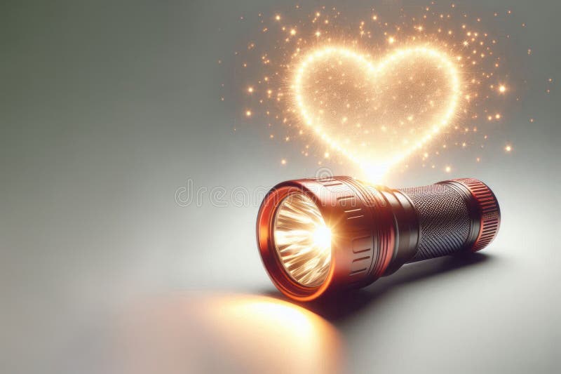 Heart-shaped Light Above a Glowing Lantern. Space for Text. Stock Photo ...