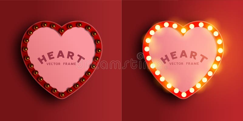 Heart Shaped Light Box Frame Vector Stock Vector - Illustration of ...