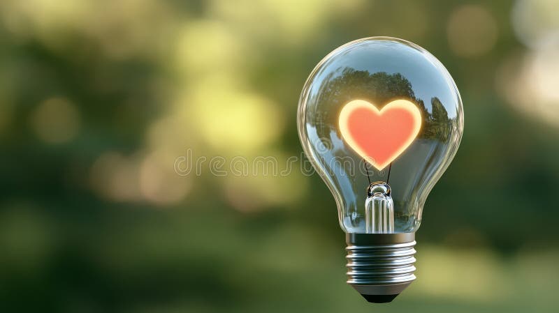 HeartShaped Light Bulb Idea of Love and Passion a Glowing Heart Inside ...