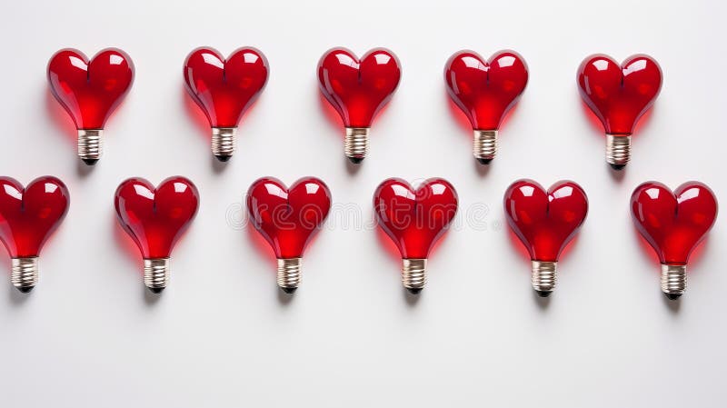 Heart-shaped Light Bulbs Create a Charming Pattern on a White ...