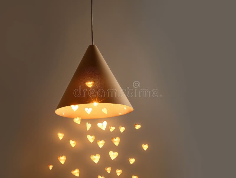 Heart-Shaped Light Projections from Cone Lamp Stock Image - Image of ...