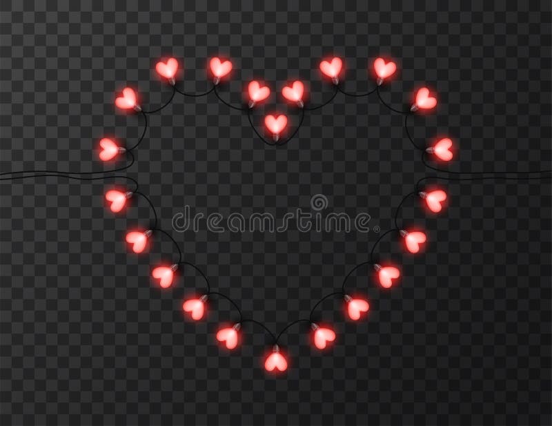 Heart Shaped Lights Isolated on Transparent Background, Design Vector ...