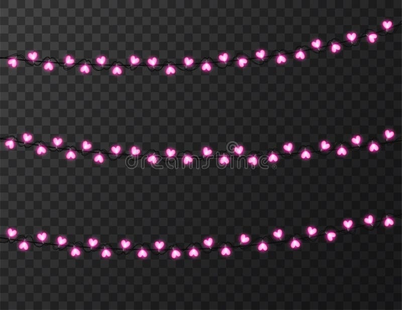 Heart Shaped Lights Isolated on Transparent Background, Design Vector ...