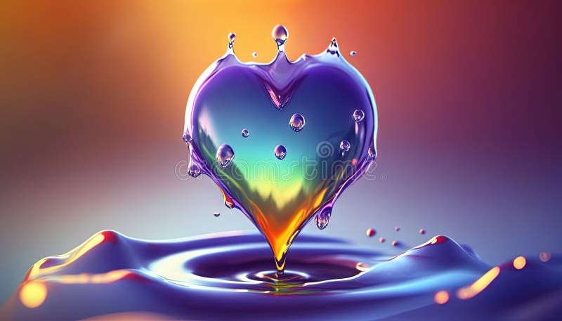 A Heart Shaped Liquid Splashing into a Puddle of Water Stock ...