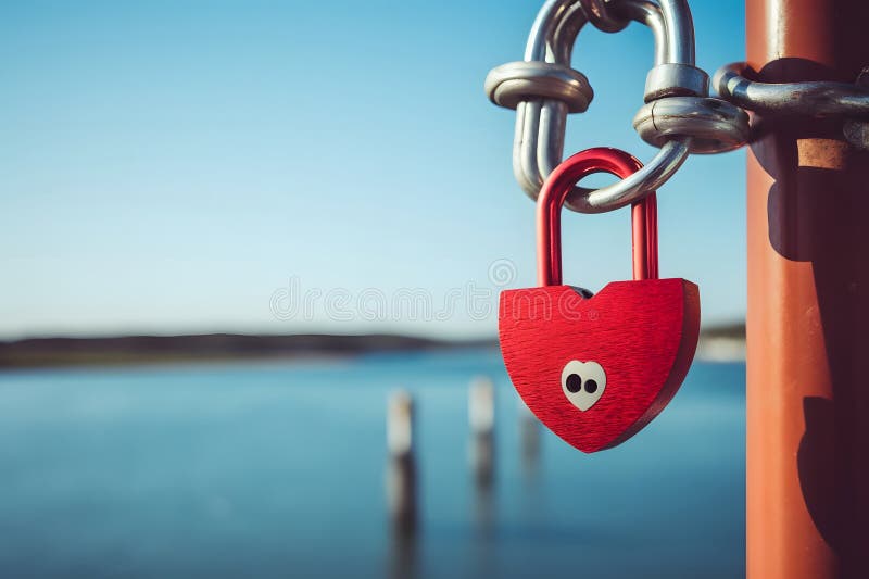 Heart Shaped Lock. Generative AI Stock Illustration - Illustration of ...