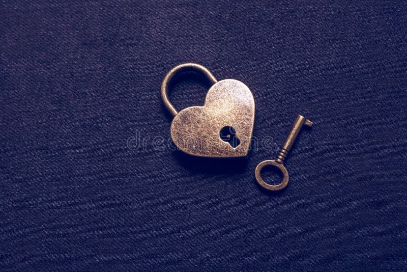 Heart Shaped Lock and Key on Abstract Background Stock Photo - Image of ...