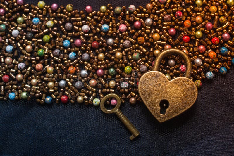 Heart Shaped Lock and Key on Abstract Background Stock Image - Image of ...