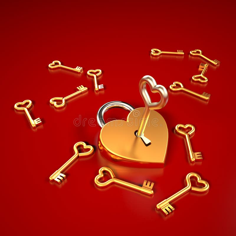 Heart Shaped Lock stock illustration. Illustration of padlock - 65609931