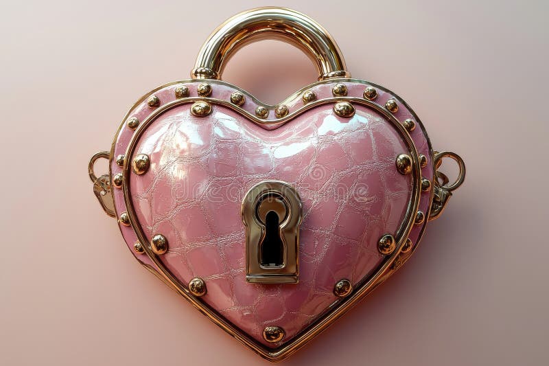 Heart-shaped Lock with Pink Texture Symbolizing Love and Security Stock ...