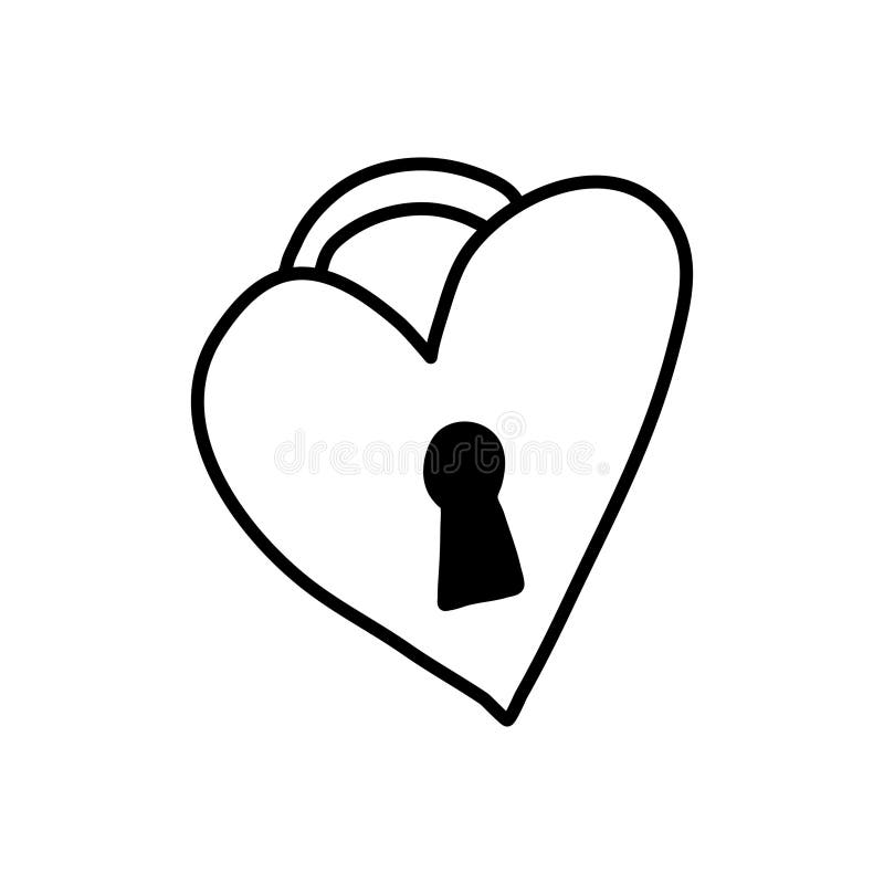 Heart-shaped Lock, Vector Doodle Illustration Stock Vector ...