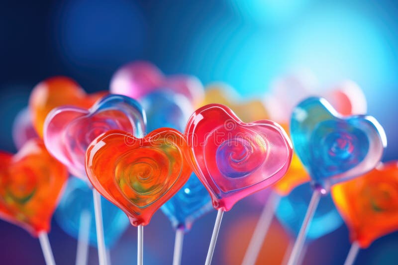 Heart-shaped Lollipops Close-up Stock Illustration - Illustration of ...