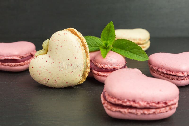 Heart shaped macarons stock image. Image of cream, bake - 187766093