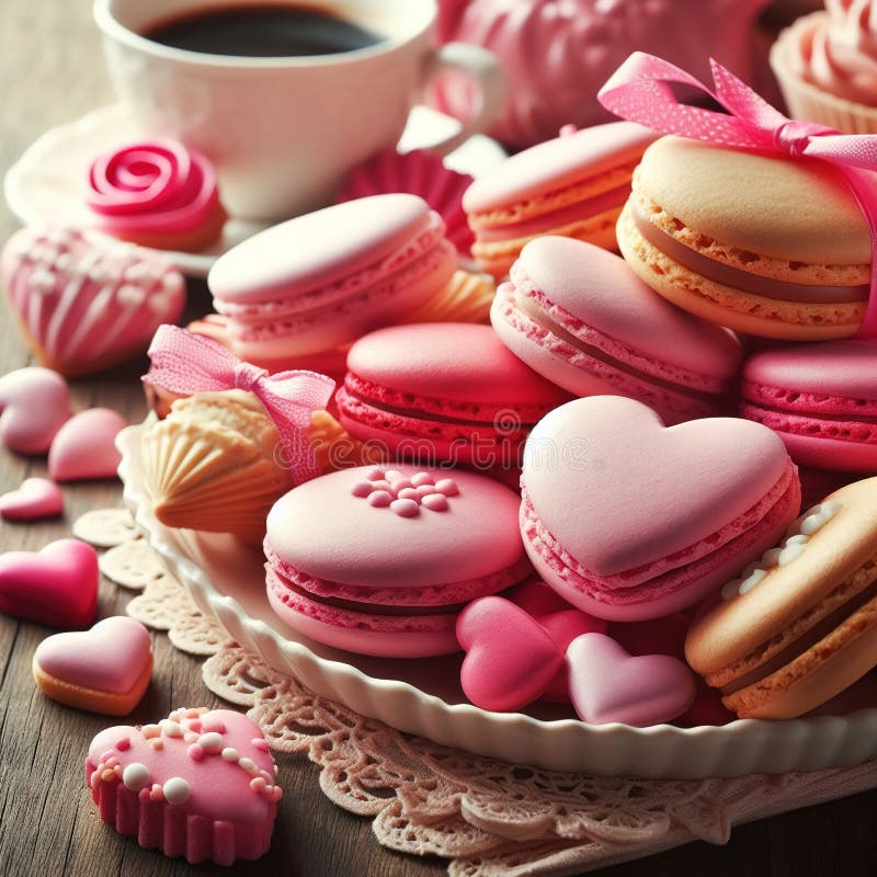 Heart-shaped macaroons stock image. Image of threads - 301126171