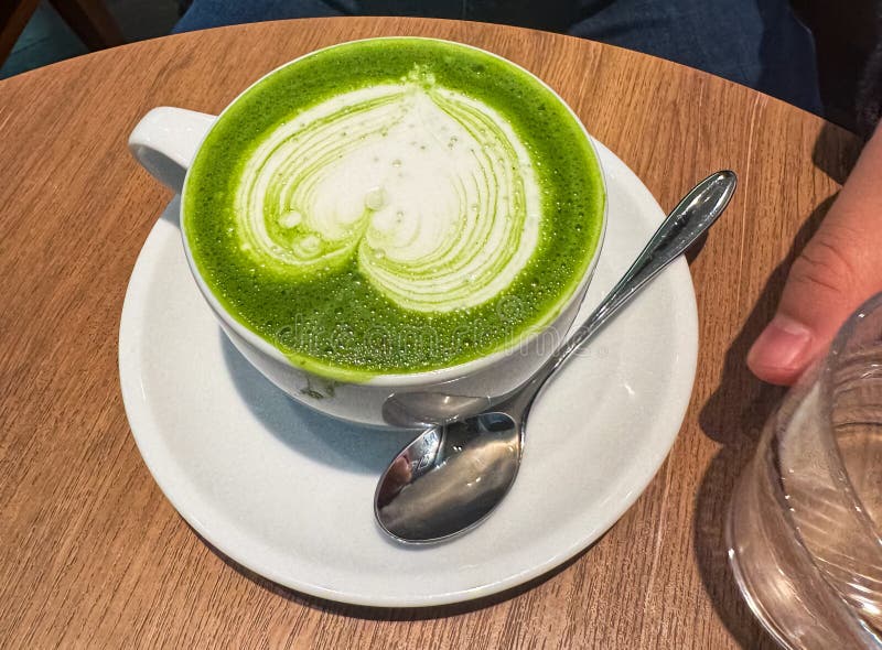 Heart Shaped Macha Latte Served in a Cafe in Japan Stock Image - Image ...