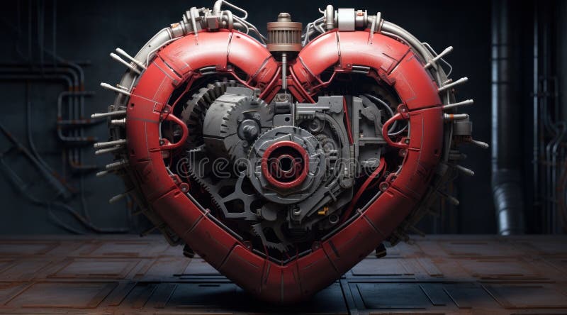 A Heart Shaped Machine with Gears and a Mechanical Device Stock ...