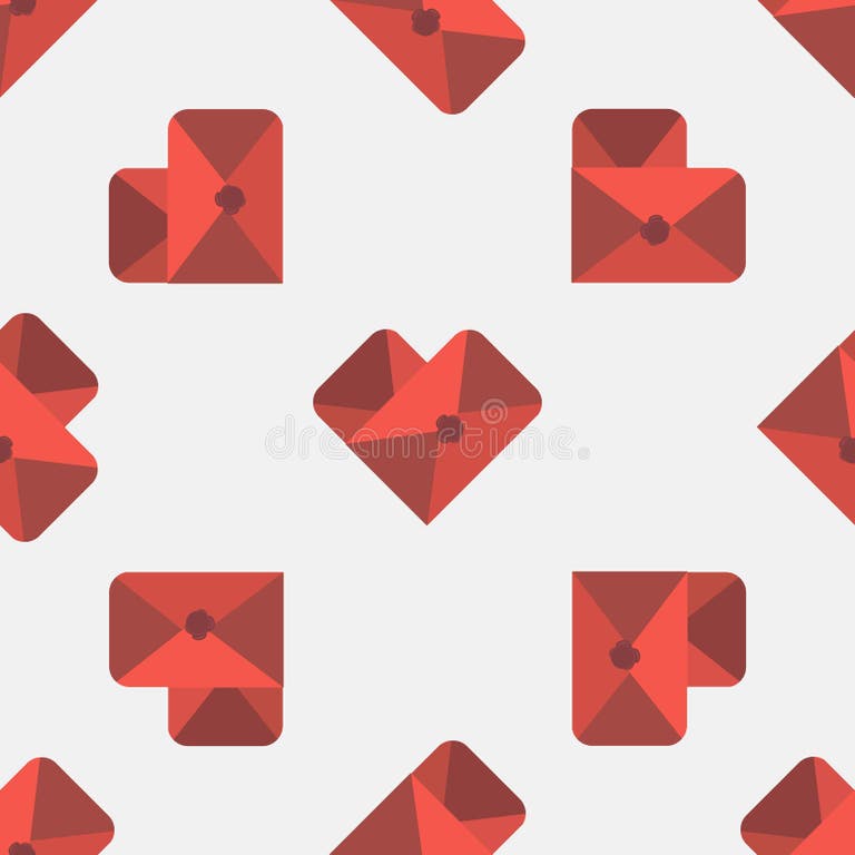 Heart Shaped Mail Correspondence Relationship. Vector Modern Seamless ...