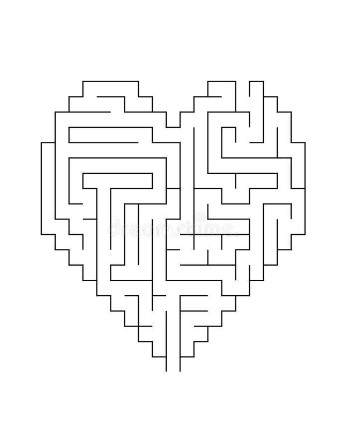 Heart-shaped maze stock illustration. Illustration of path - 292578377