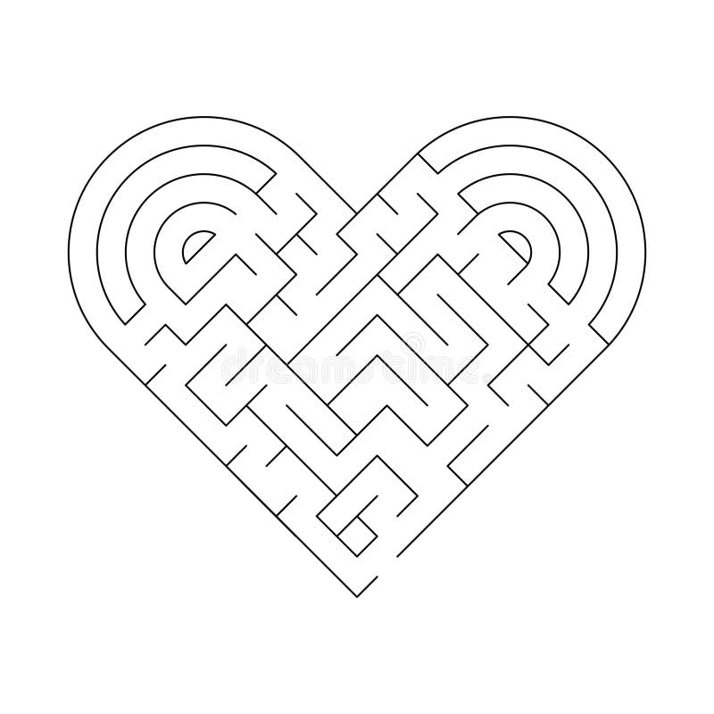 Heart Shaped Maze. Concept of Searching for Love. Vector Illustration ...