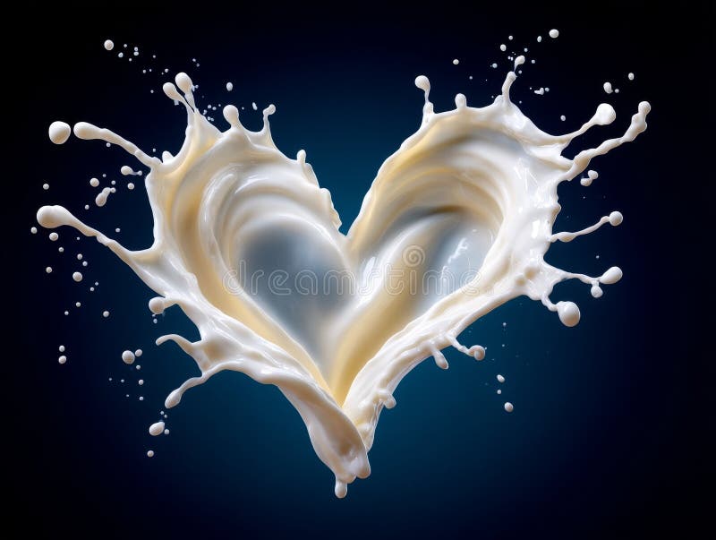 Heart-shaped Milk Splash on Dark Background Stock Image - Image of ...