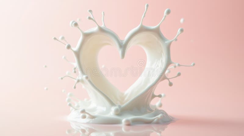 Heart-shaped Milk Splash on Soft Pink Background Stock Image - Image of ...