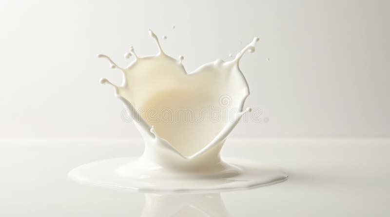 Heart Shaped Milk Splash White Surface Smooth Background Stock Photos ...