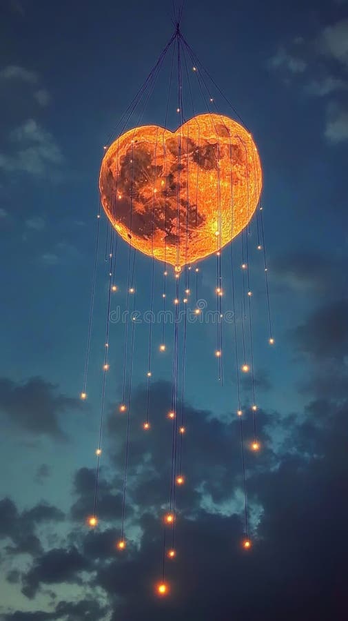 Heart-shaped Moon Illuminates the Night Sky with Glowing Strings ...
