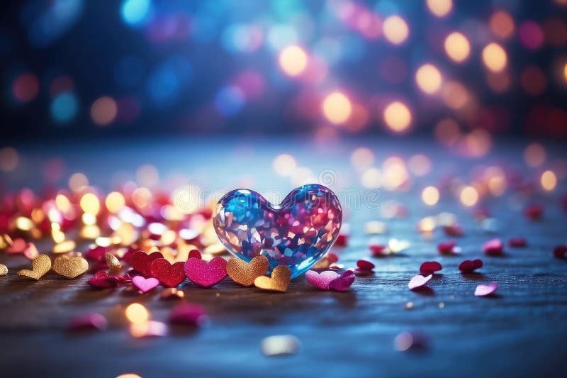 Heart Shaped Multi Colored Blue Blurred Background Stock Image - Image ...