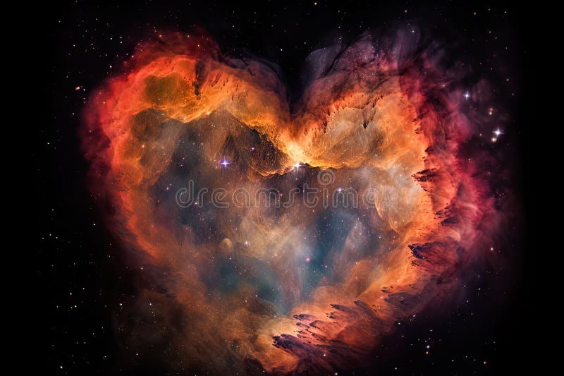 Heart-shaped Nebula Bursting with Color and Life Stock Photo - Image of ...