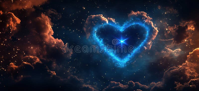 Heart-shaped Nebula in Cosmic Space with Glowing Stars and Colorful ...