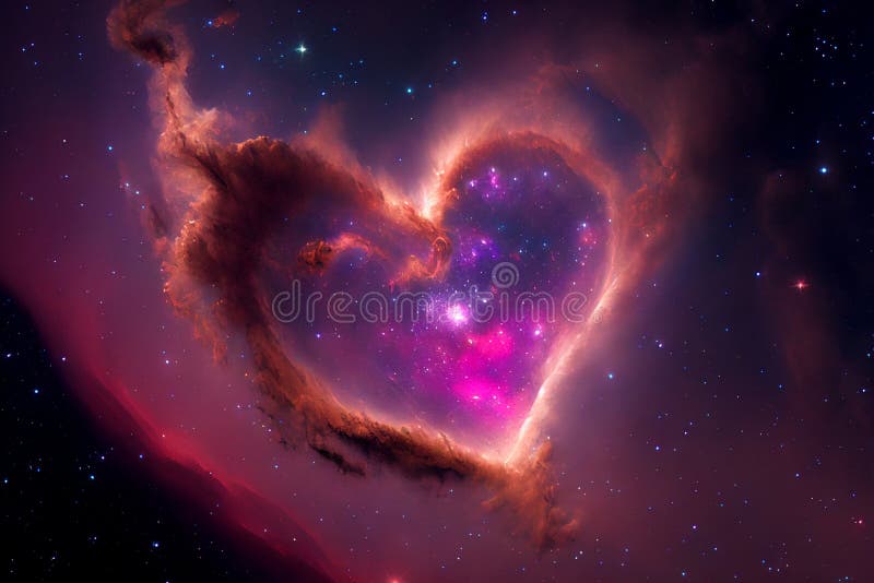 Heart Shaped Nebula. Heart Galaxy. Astrological Symbol of Love Stock ...