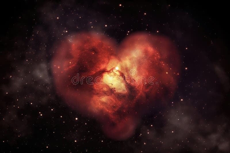 Heart-shaped Nebula with Galaxy in the Background Stock Image - Image ...