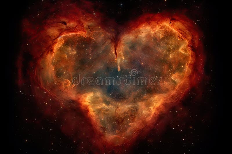 Heart-shaped Nebula with Twinkling Stars in the Center Stock ...