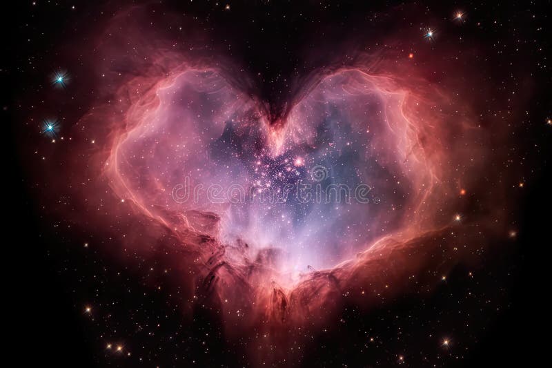 Heart-shaped Nebula with Twinkling Stars in the Center Stock ...