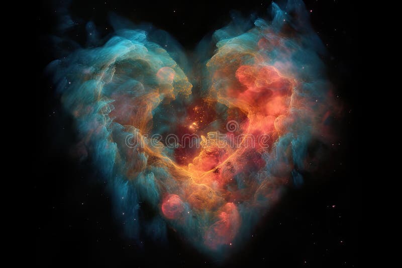 Heart-shaped Nebula with Vivid Colors and Delicate Features Stock ...