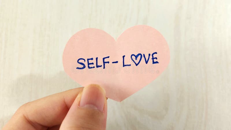 A Heart Shaped Note with the Words Self-Love Stock Photo - Image of ...