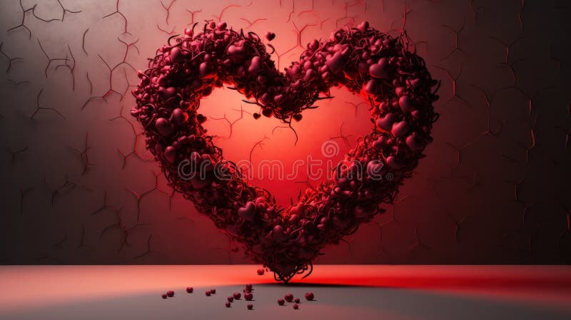 A Heart Shaped Object with a Bunch of Red Things Around it, AI Stock ...