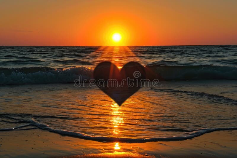 Heart-shaped Object Floating in Ocean at Sunset, a Sunset View from a ...
