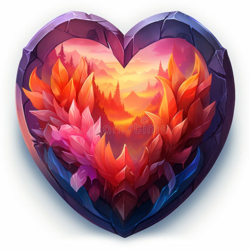 A Heart Shaped Object with Flowers and Leaves in it Stock Illustration ...