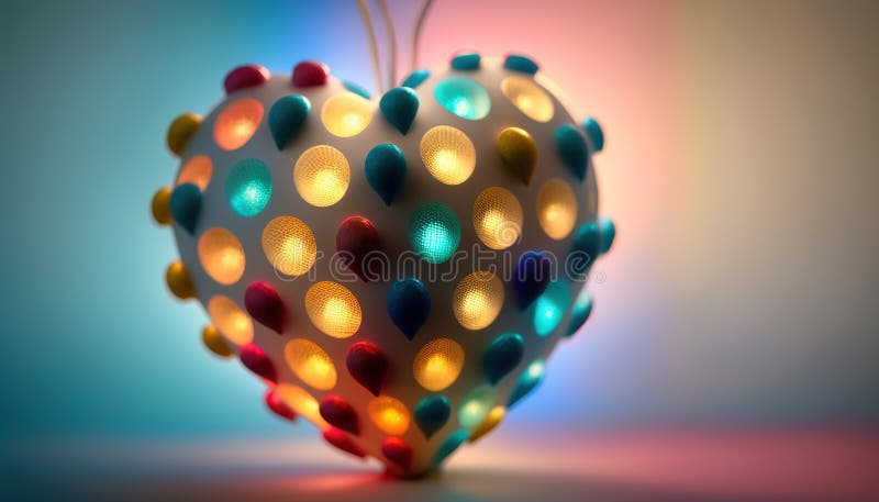 A Heart Shaped Object with Lights on it S Sides Stock Illustration ...