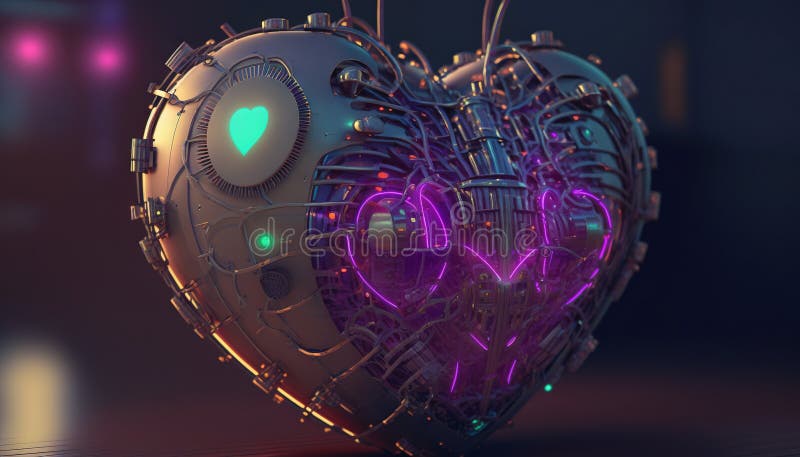 A Heart - Shaped Object with Neon Lights in the Shape of a Heart ...