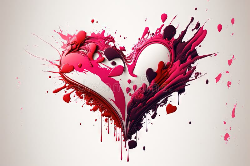 A Heart Shaped Object with Splatters and Spray Paint on it S Surface ...